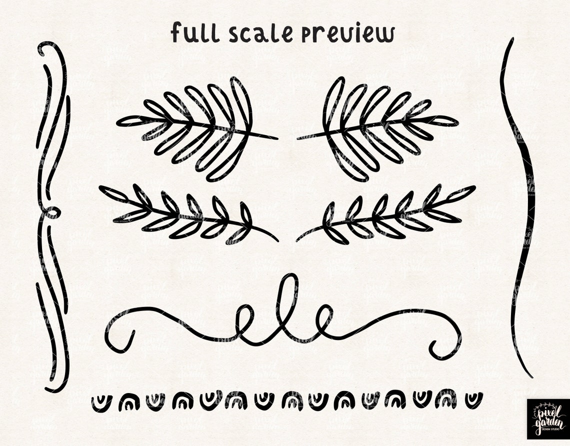 Hand Drawn Doodle Borders and Text Dividers Clip Art.. Digital Doodle ...