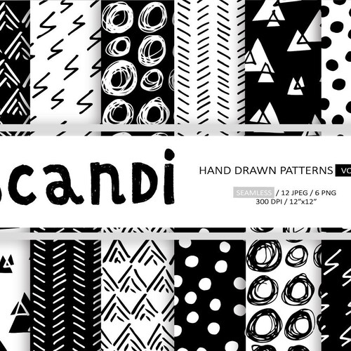 Scandinavian Digital Paper. Nordic Minimalist Doodle Pattern. - Etsy