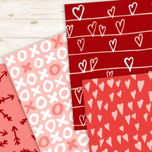 Valentines Day Digital Paper. Minimalist Love, Hearts Background. Hand ...
