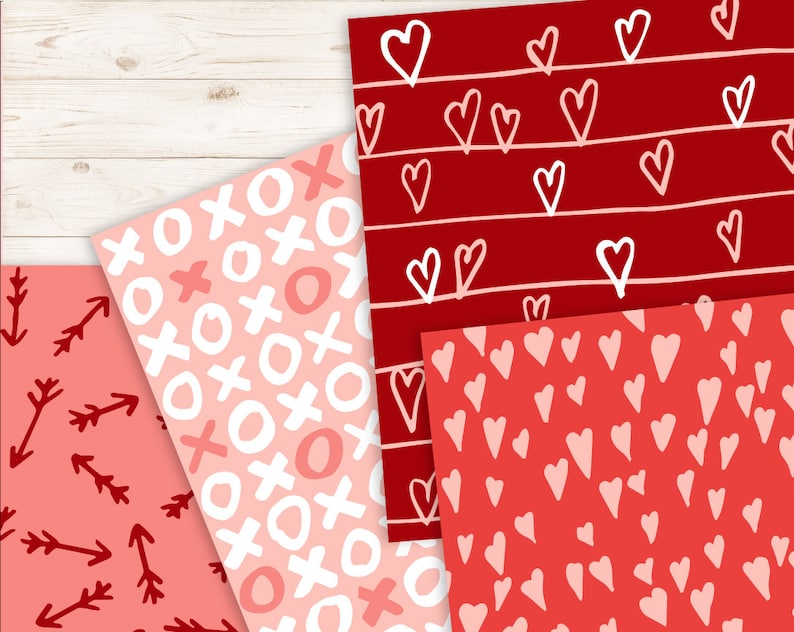 Valentines Day Digital Paper. Minimalist Love Hearts - Etsy