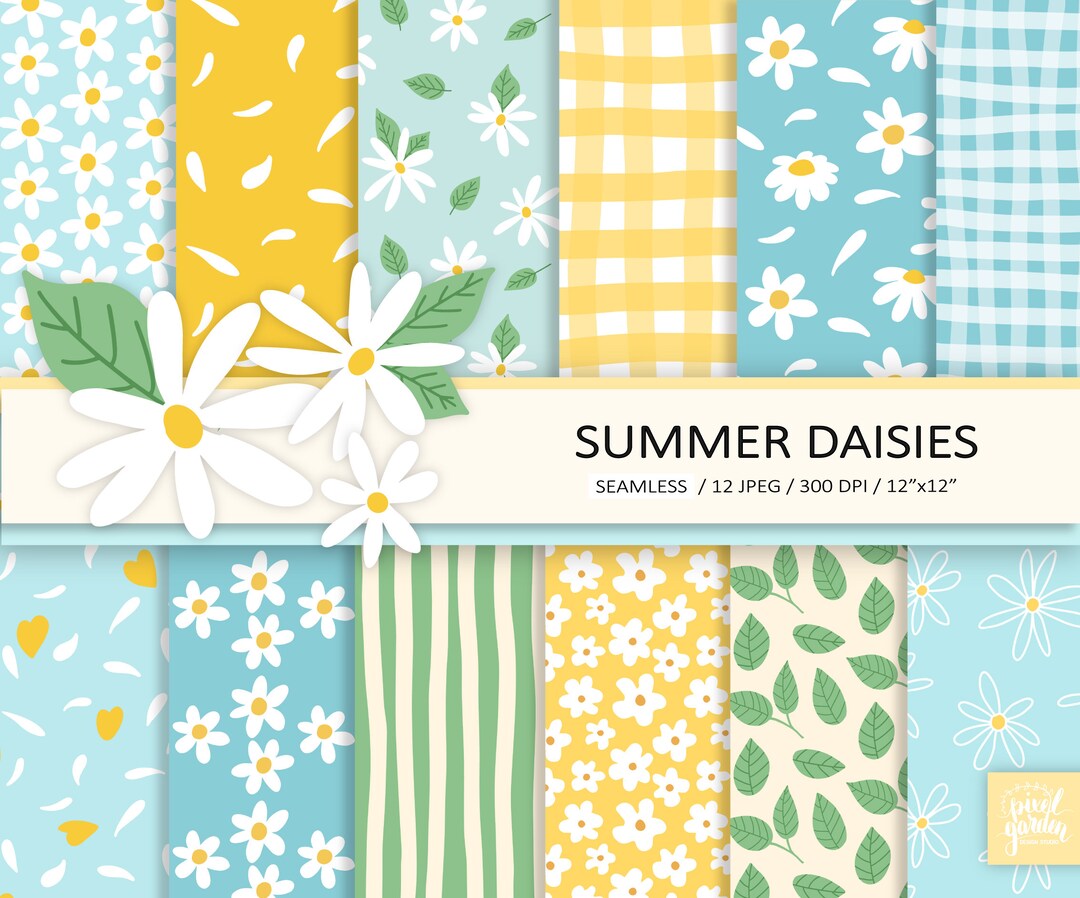 Summer Daisies Digital Paper. Seamless Daisy Pattern. Daisy, Flower ...