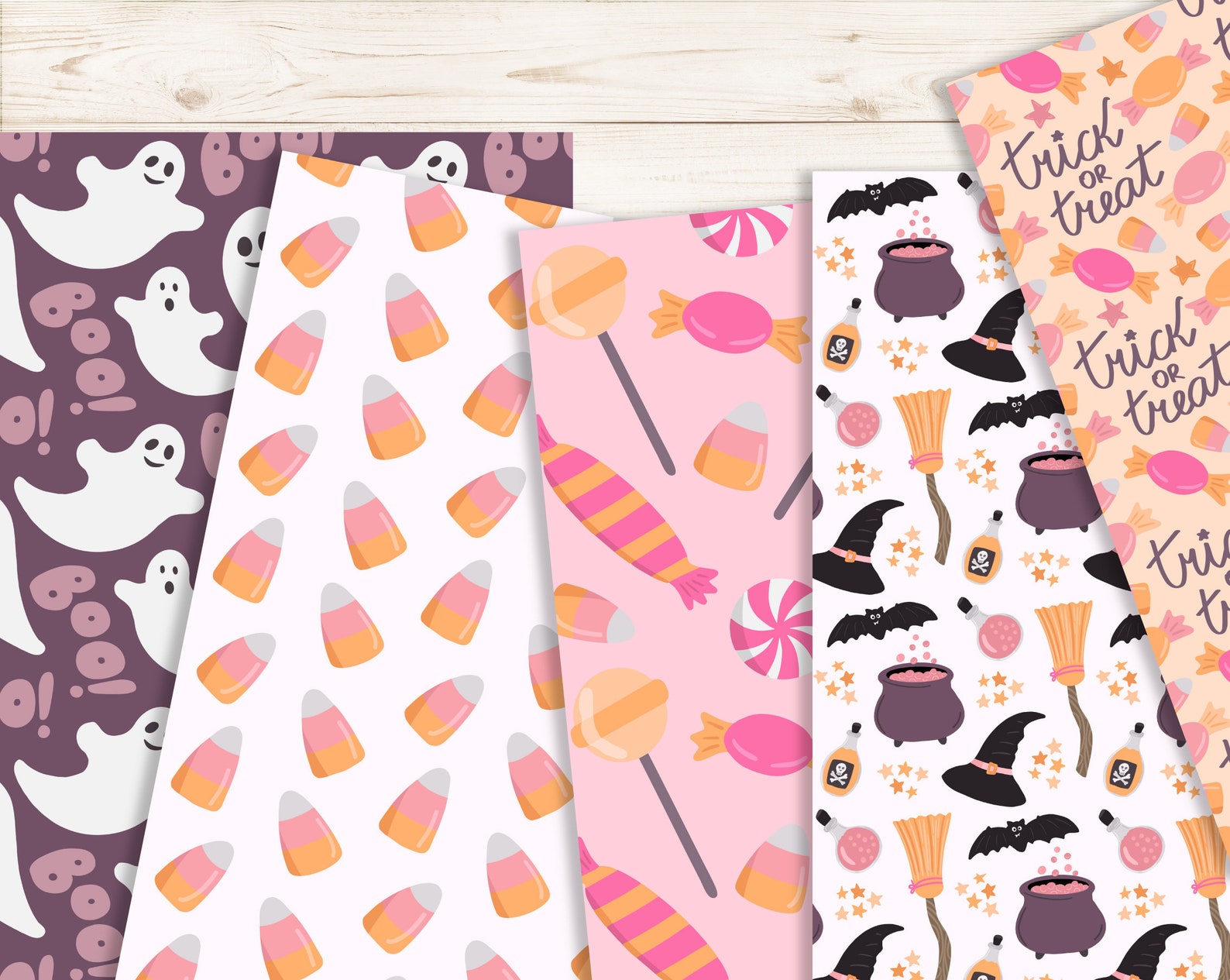 Cute Halloween Digital Paper. Hand Drawn Spooky Halloween - Etsy