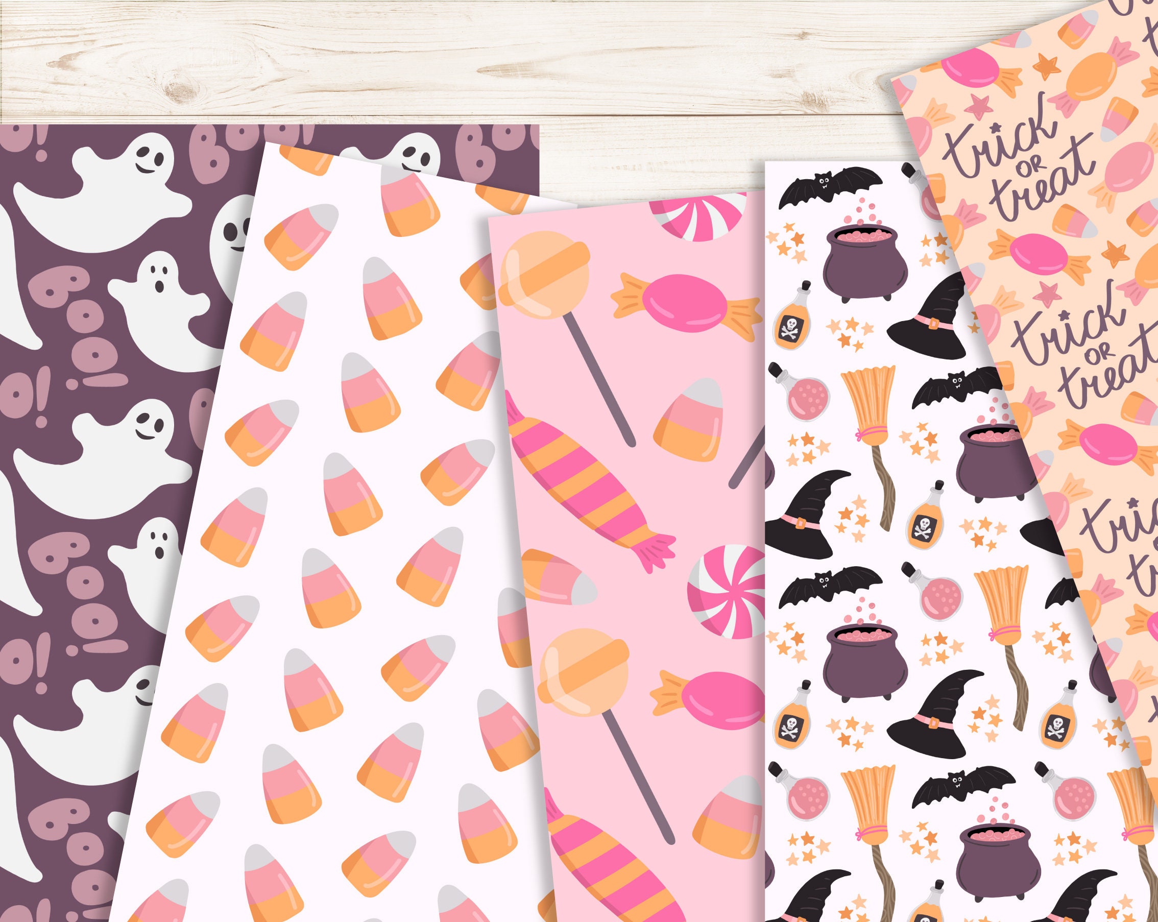 Cute Halloween Digital Paper. Hand Drawn Spooky Halloween Background ...