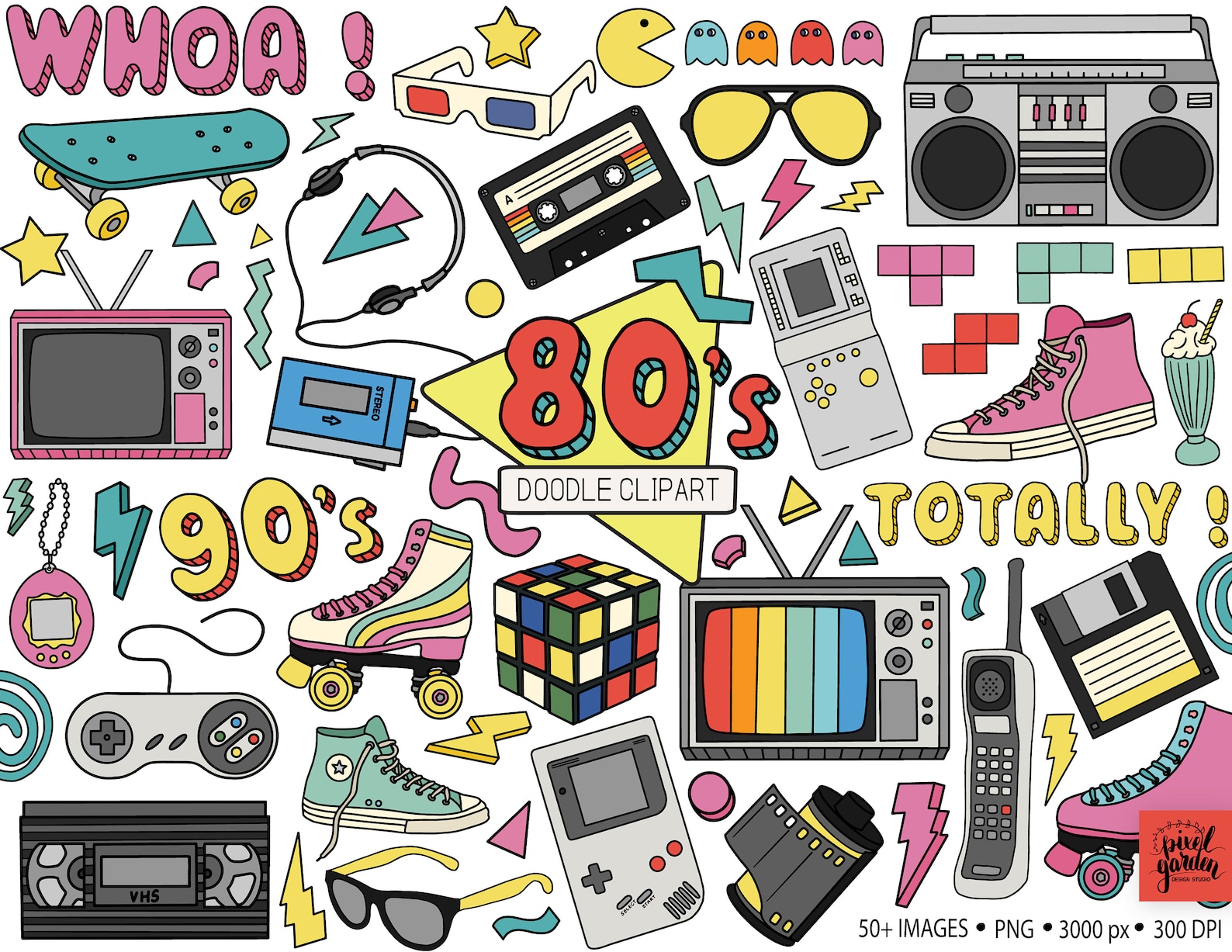 80s Doodle Clipart. Hand Drawn Eighties Nineties Nostalgia - Etsy