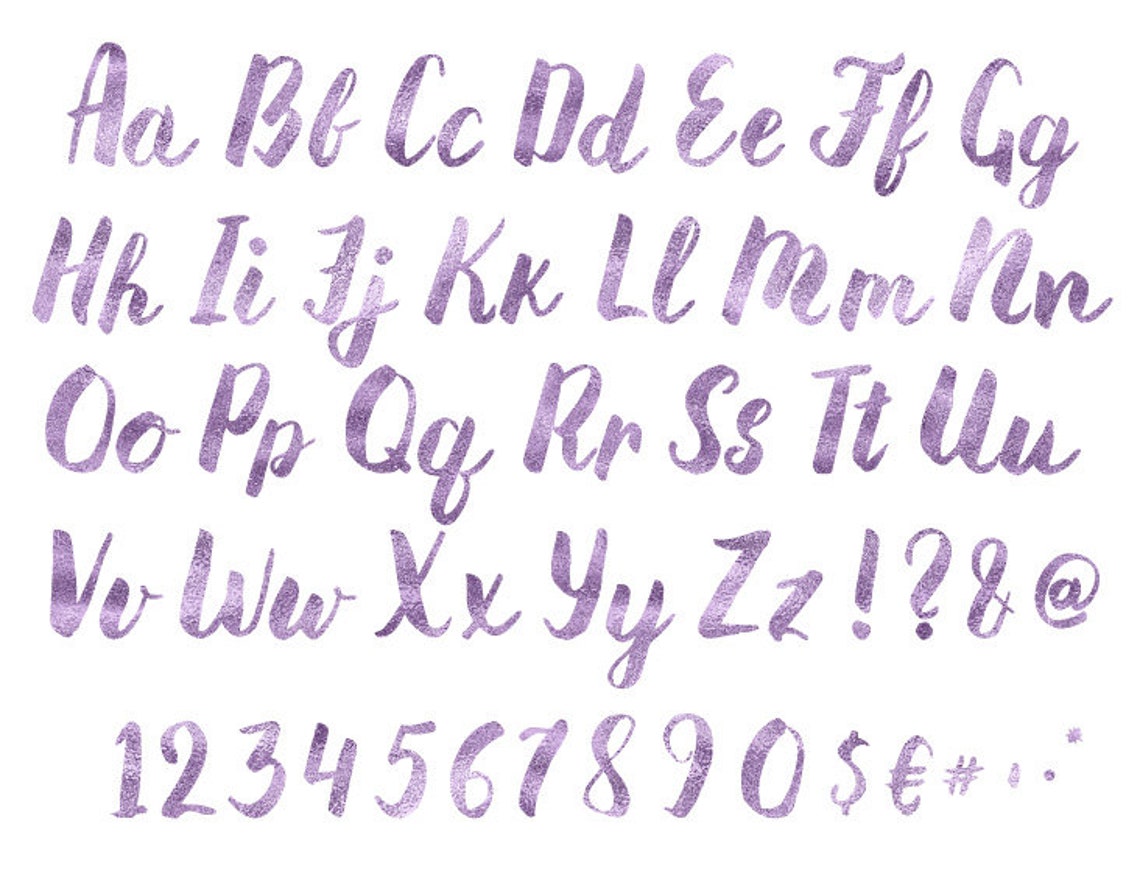 Purple Alphabet Clip Art. Purple Foil Letters Numbers | Etsy