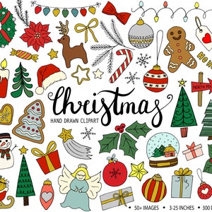 Christmas Clipart. Hand Drawn Christmas Clip Art. Winter Season ...
