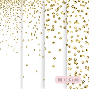 Gold Glitter Confetti Digital Paper. Gold Metallic Dot Confetti ...