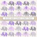 Purple Elephant Clipart. Baby Shower, Nursery Clip Art & Digital Paper ...