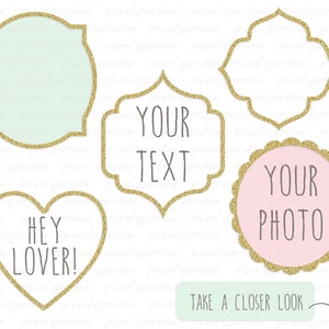 Gold Glitter Frames Clipart. Gold Glitter Labels Clip Art. Metallic ...