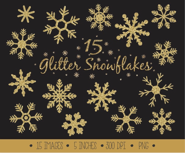Gold Glitter Snowflake Clipart. Christmas Snowflake Clip Art. - Etsy UK