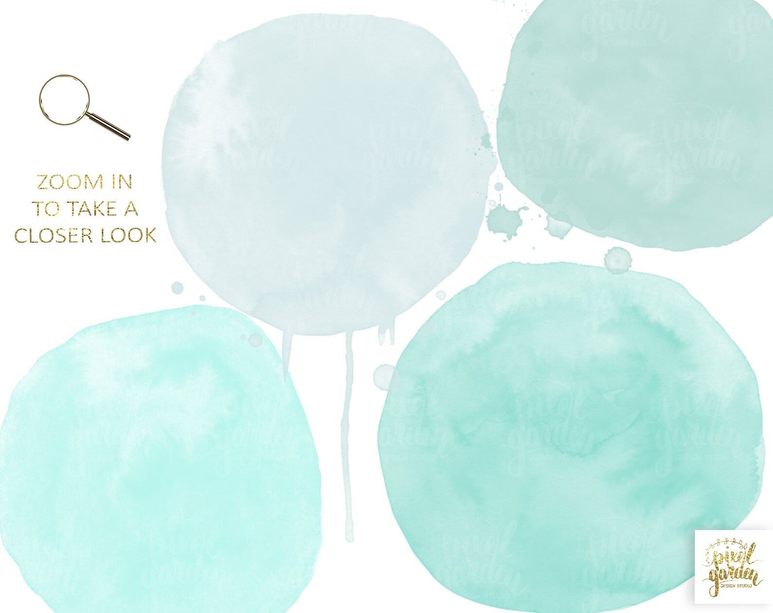 Mint Watercolor Circles Clip Art. Hand Painted Watercolour | Etsy