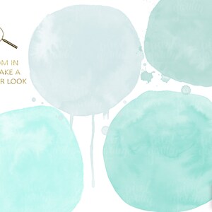 Mint Watercolor Circles Clip Art. Hand Painted Watercolour Shapes. Blue ...