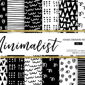 Nordic Minimalist Pattern Bundle. Black, White Scandinavian Digital ...