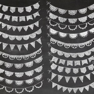 Chalkboard Bunting Banner Clip Art. Hand Drawn Birthday Bunting Banners ...