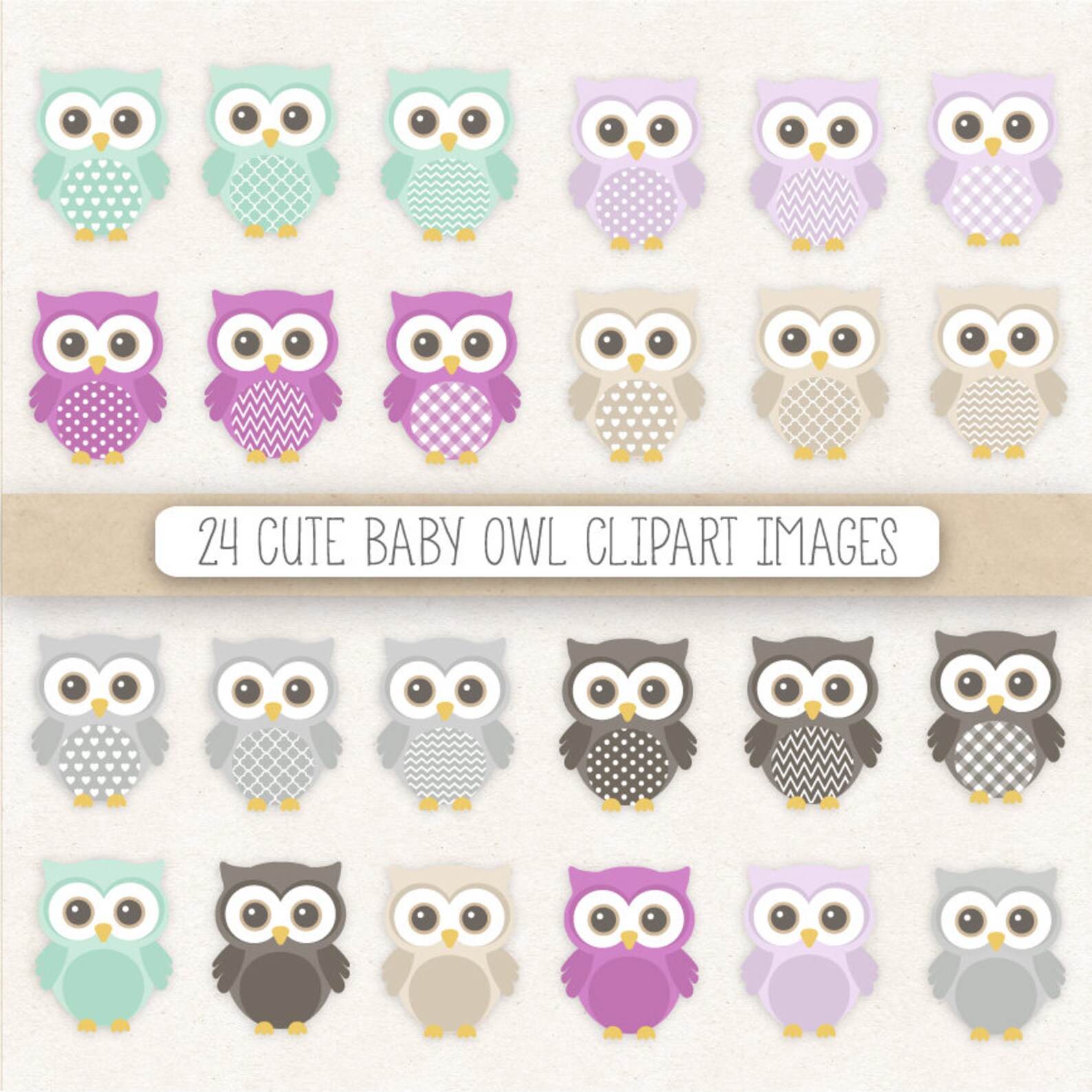 Owl Clipart. Baby Shower Nursery Clip Art & Digital Paper. - Etsy