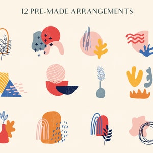 Abstract Boho Elements Clip Art. Organic Abstract Collage Clipart ...