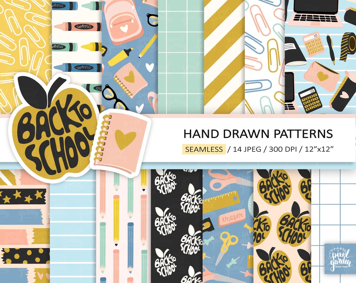 Back to School Digital Paper. Hand Drawn Teacher Background. - Etsy