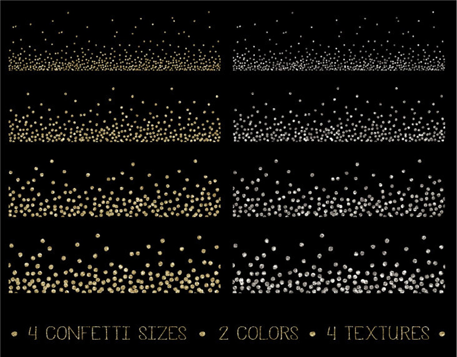 Glitter Confetti Border Clipart. Gold & Silver Confetti - Etsy