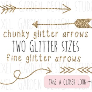 Bronze Glitter Arrows Clip Art. Hand Drawn Arrows Clipart. Glitter ...
