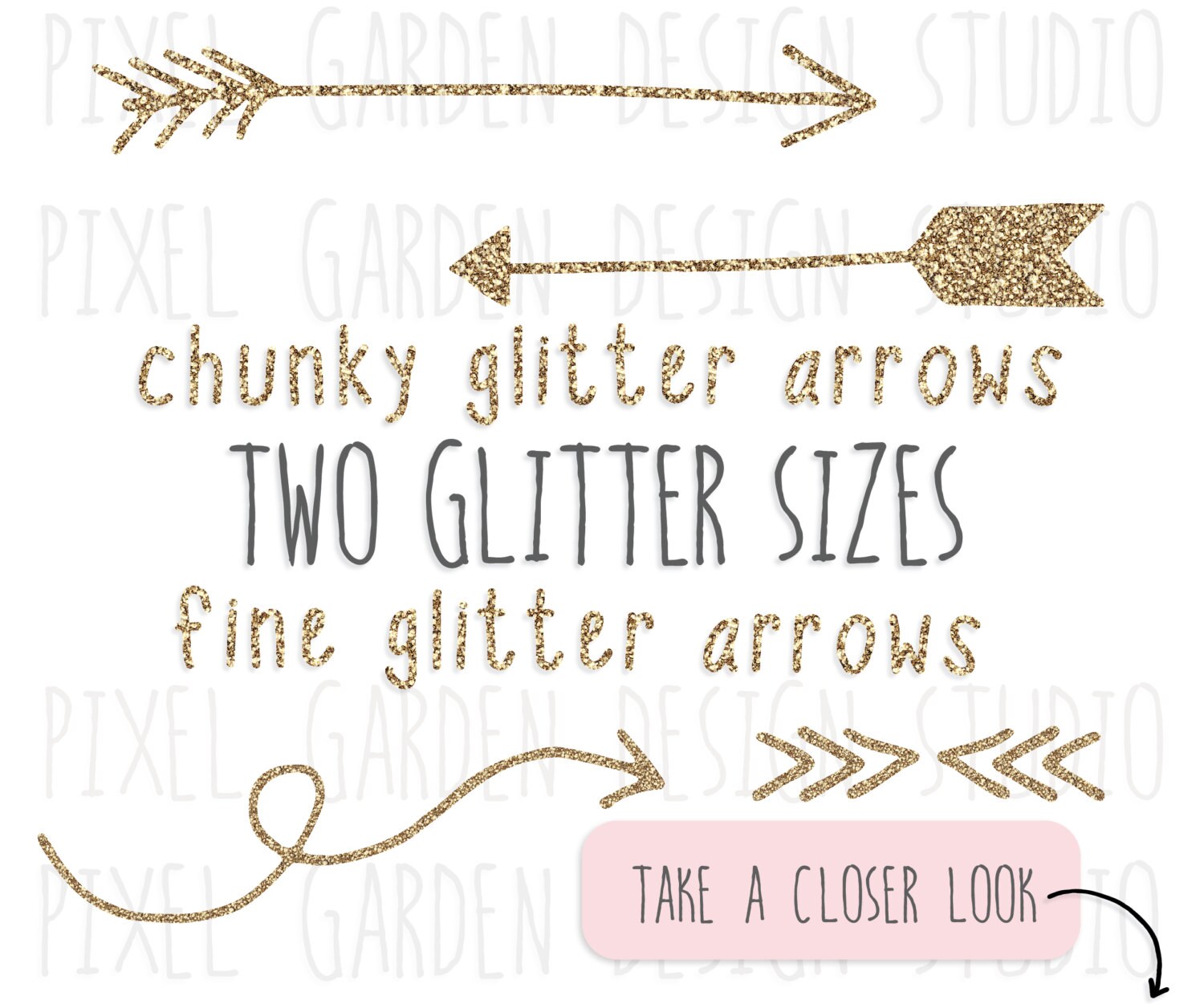 Bronze Glitter Arrows Clip Art. Hand Drawn Arrows Clipart. | Etsy