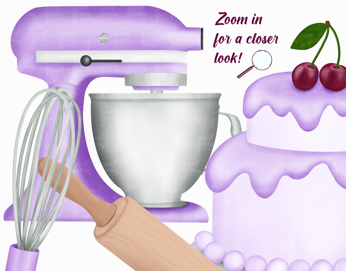 Baking PNG Clip Art. Hand Painted Cake Clipart. Retro Home - Etsy