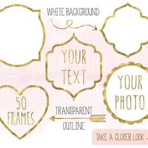 Gold Frames Clipart. Gold Foil Labels Clip Art. Metallic Glitter ...