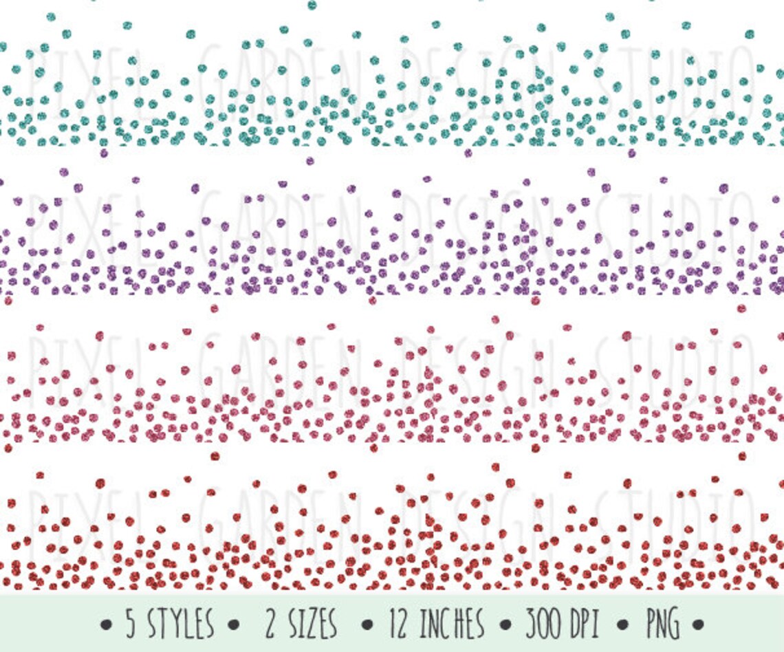 Glitter Confetti Borders Clip Art. Glitter Borders and Frames. - Etsy
