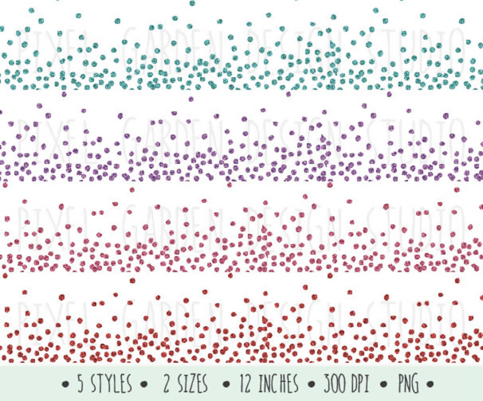 Glitter Confetti Borders Clip Art. Glitter Borders and Frames. - Etsy