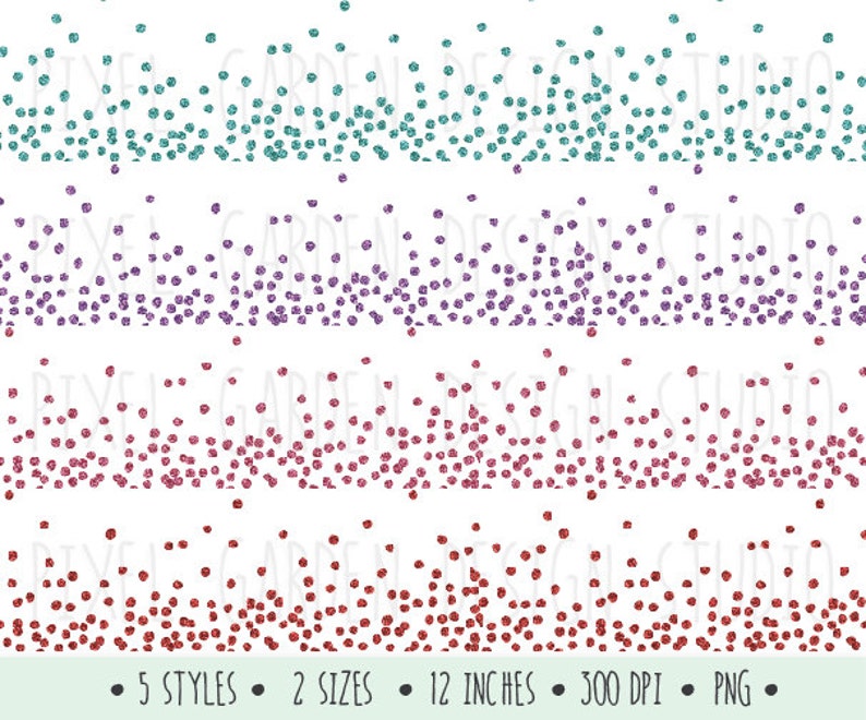 Glitter Confetti Borders Clip Art. Glitter Borders and Frames. - Etsy