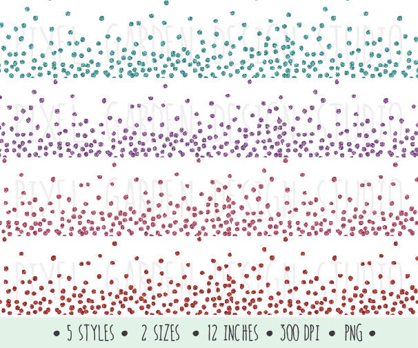 Glitter Confetti Borders Clip Art. Glitter Borders and Frames. | Etsy