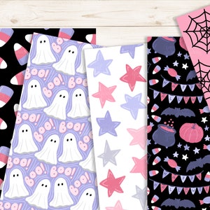 Purple Halloween Digital Paper. Hand Drawn Spooky Halloween Background ...