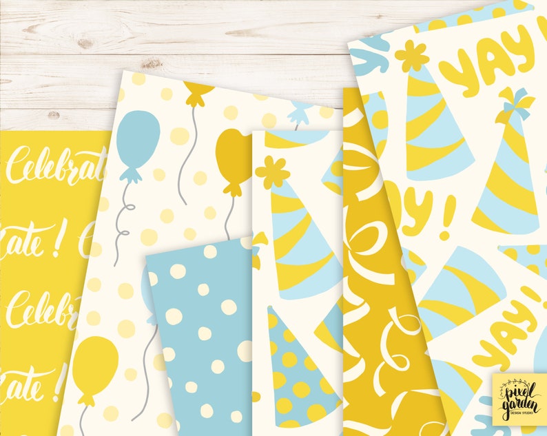 Birthday Digital Paper. Hand Drawn Seamless Party Digital - Etsy