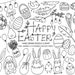 Easter Clipart. Hand Drawn Easter Egg Clip Art. Black & White Spring ...