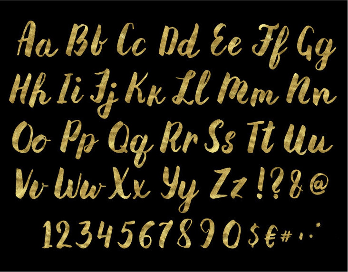Gold Alphabet Clipart. Gold Foil Letters Numbers Symbols. - Etsy