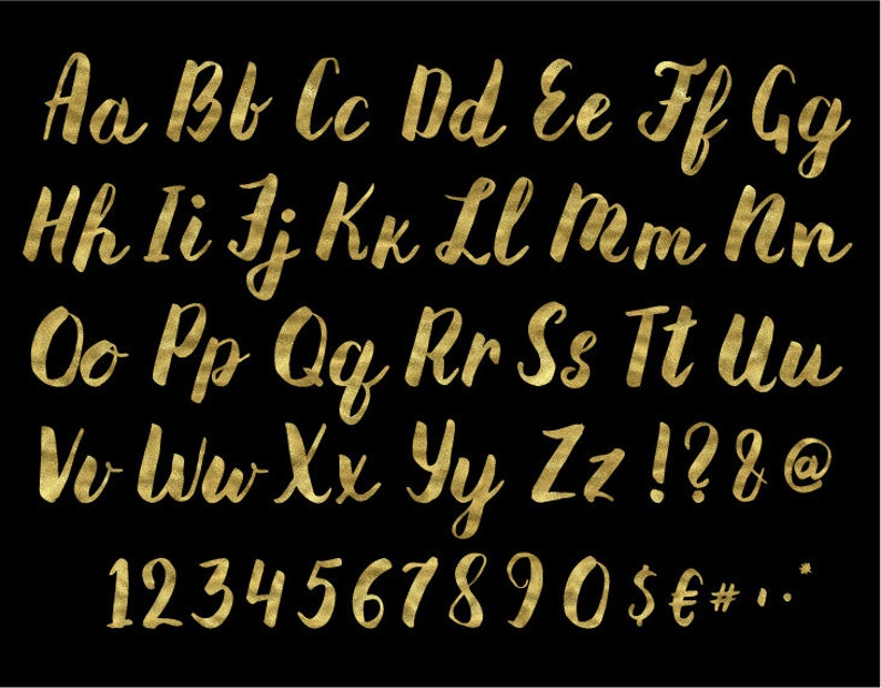 Gold Alphabet Clipart. Gold Foil Letters Numbers Symbols. | Etsy