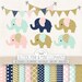 Blue Elephant Clip Art for Nursery Baby Shower. Baby Boy