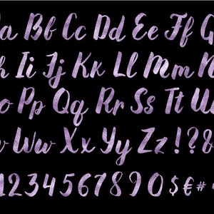 Purple Alphabet Clip Art. Purple Foil Letters, Numbers Symbols. Hand ...