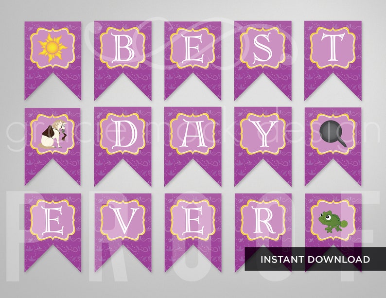 Best Day Ever Banner - Tangled Party *instant Download* - Etsy