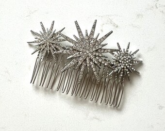 Gold Star Hair Comb | Crystal Star Hair Comb | Celestial Bridal Hair ...