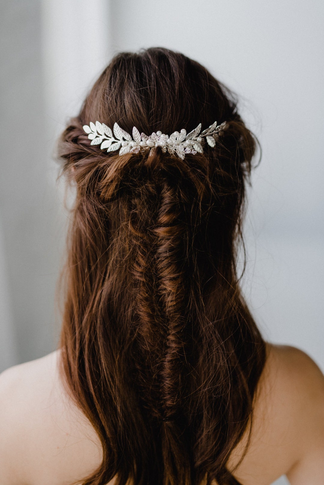 Silver Laurel Headpiece | Silver Bridal Leaf Comb | Silver Leaf Comb ...
