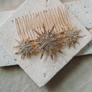 Gold Star Hair Comb | Crystal Star Hair Comb | Celestial Bridal Hair ...