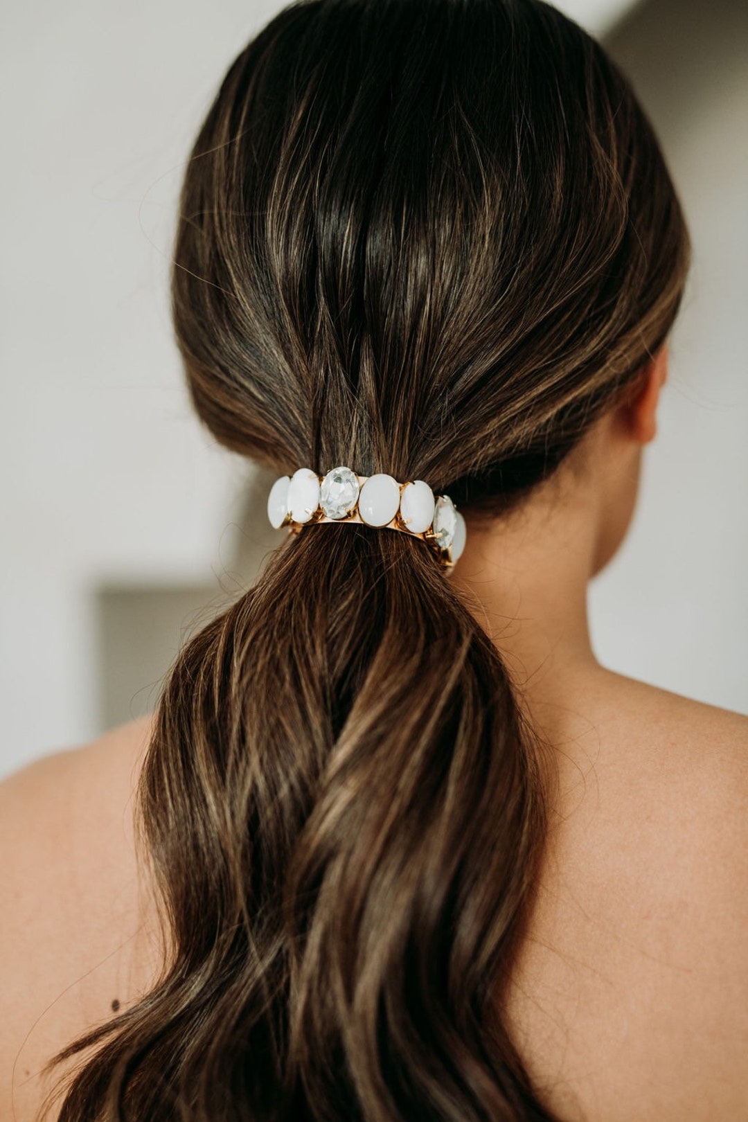 Bridal Ponytail Wrap | Opal Pony Tail Holder | Crystal Bridal Pony Tail ...
