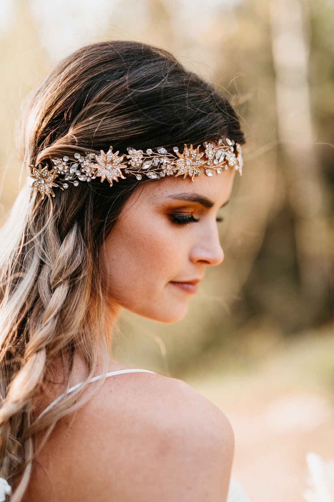 Celestial Bridal Hair Vine Star Bridal Headband Gold Bridal Hairpiece ...