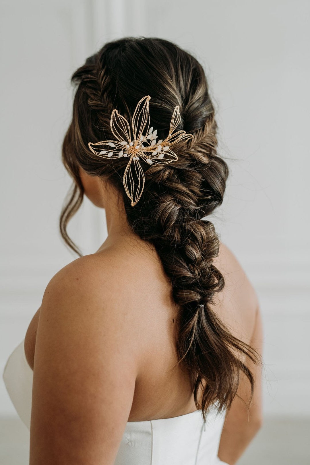 Gold Floral Bridal Hair Comb | Pearl & Crystal Wedding Hair Comb Maude ...