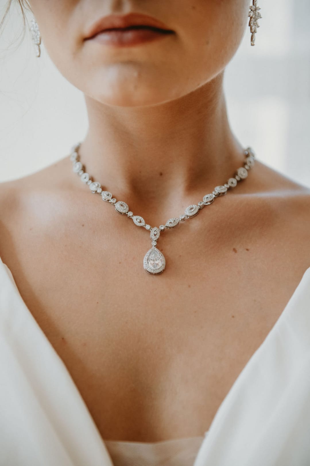 Silver Backdrop Necklace Bridal Back Necklace Silver Back Necklace ...