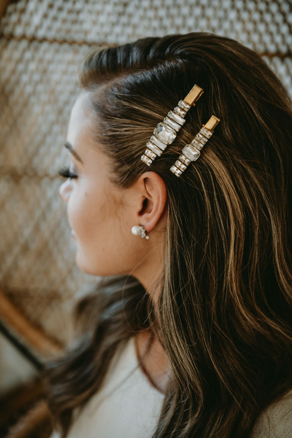 Bridal Hair Clip Crystal Hair Clip Set Gold Headpiece | Etsy