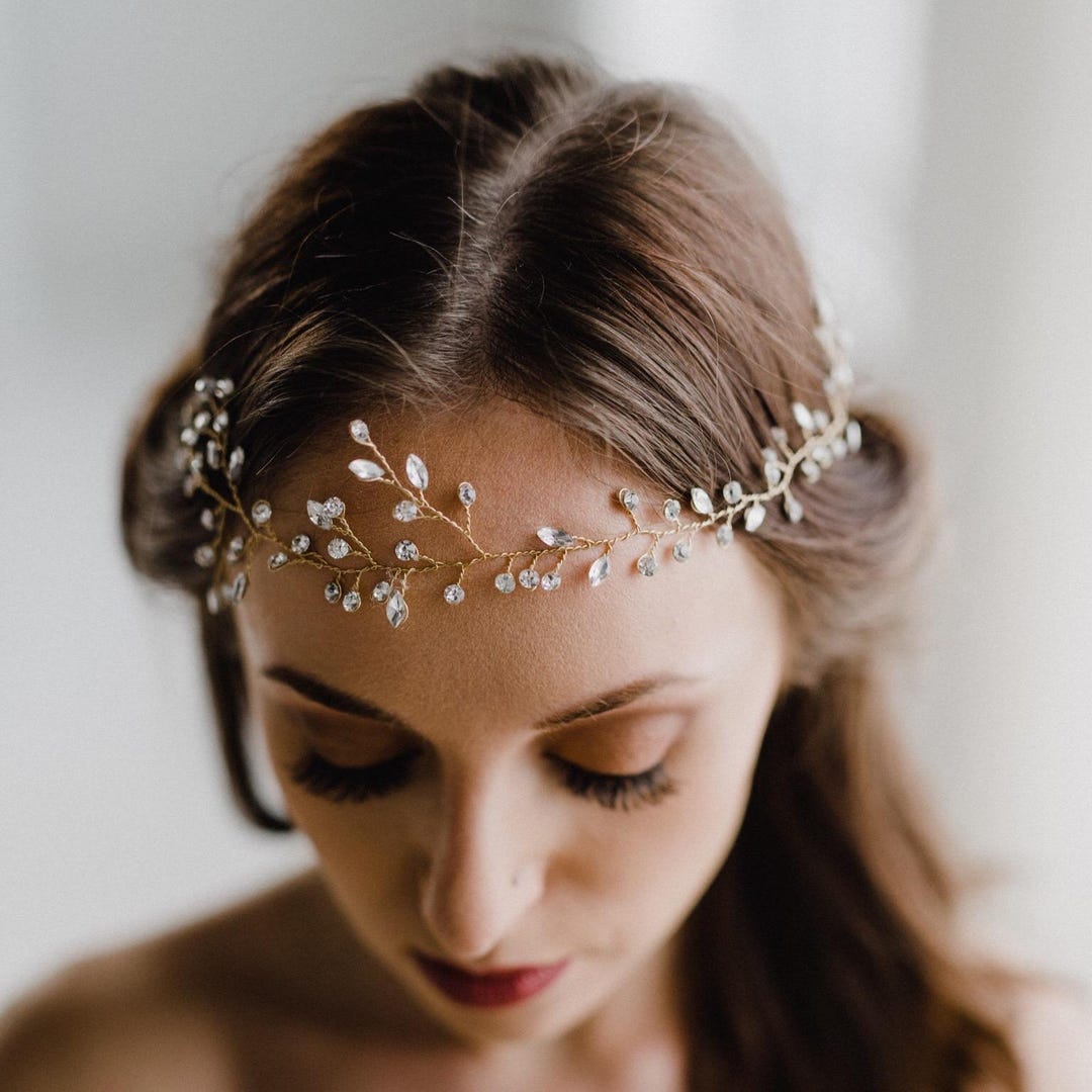 Gold Hair Vine | Gold Hair Piece | Bridal Hair Piece | Crystal Headband ...