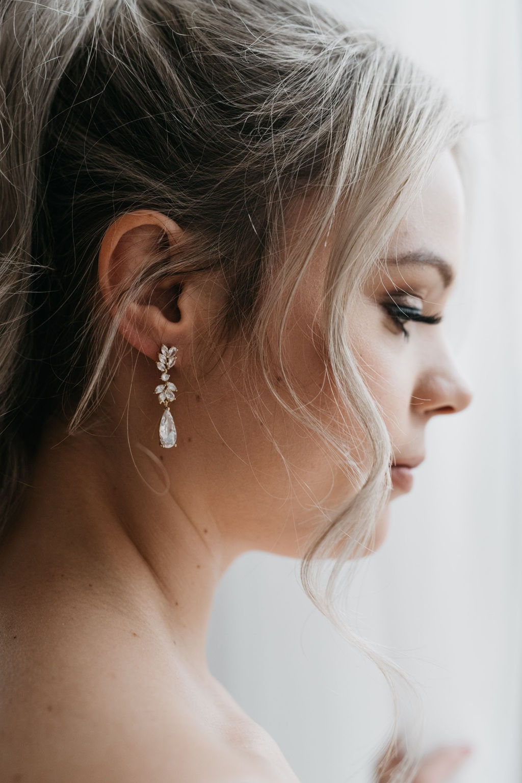 Gold Bridal Earrings Crystal Wedding Earrings Gold | Etsy