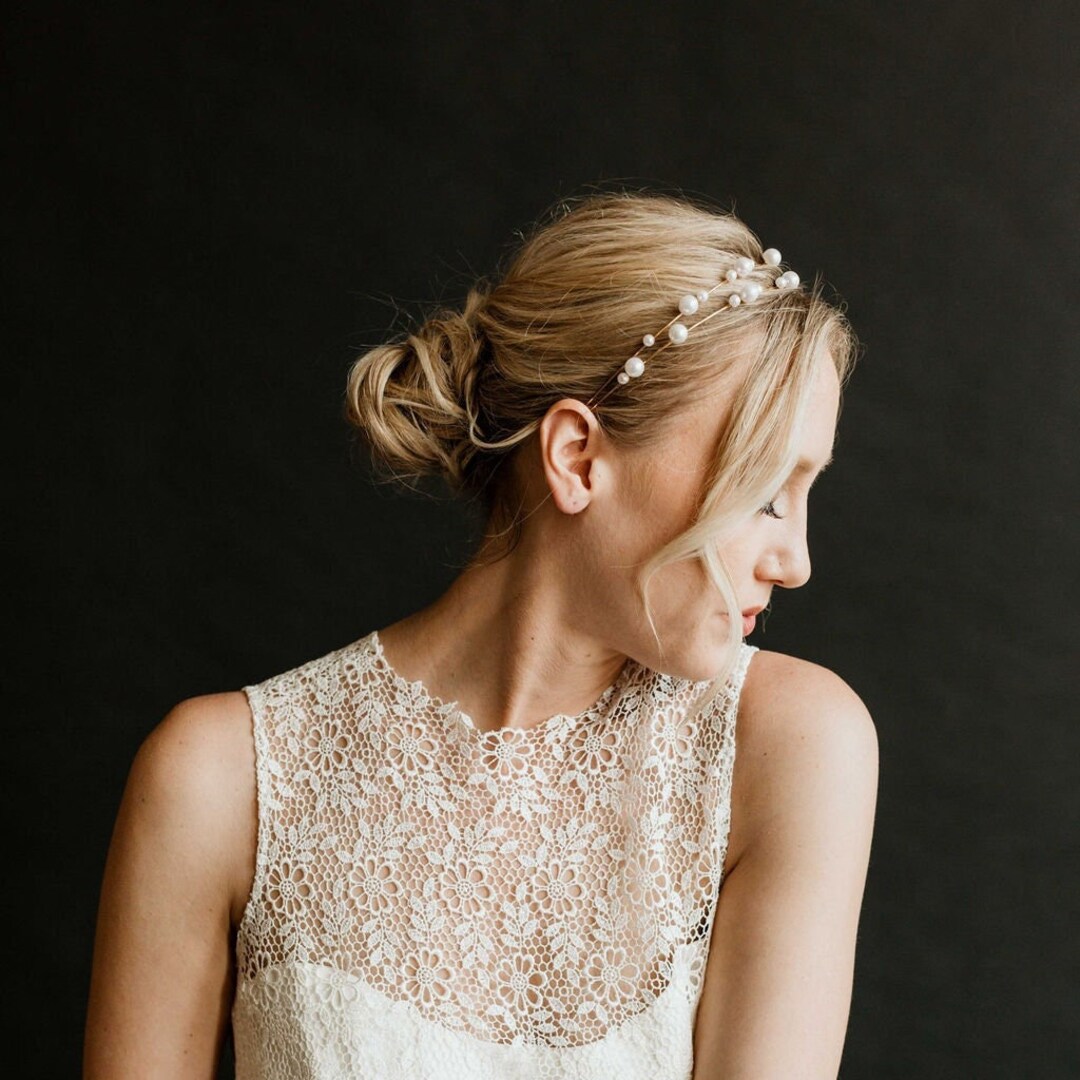 Pearl Bridal Headband Pearl Bridal Hairpiece Bride Headband Pearl ...