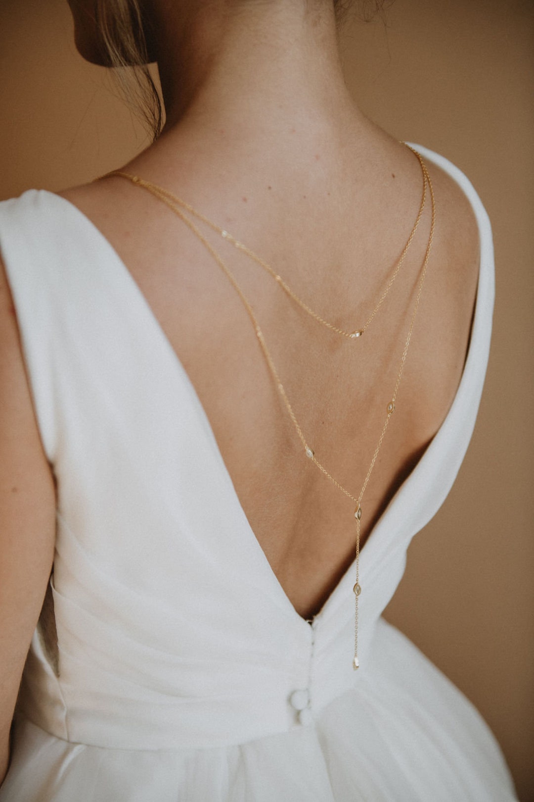 Backdrop Necklace | Bridal Back Necklace | Back Hanging Necklace ...